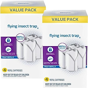 Zevo Flying Insect Trap for Indoors: Light Trap Captures Fruit Flies, Gnats and Houseflies (8 Refill Cartridges Pack)