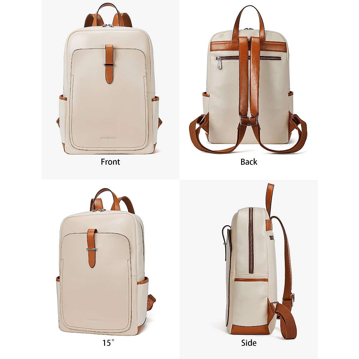 BOSTANTEN Leather Laptop Backpack Purse Casual College Casual Bags Daypack and Womens Wallet Genuine Leather Wallets Large Capacity Cash Cluth Purses