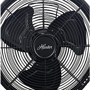 HUNTER 90646 Metal Tripod Fan, Adjustable Tilt, 3 Speeds, 12", Matte Black Finish