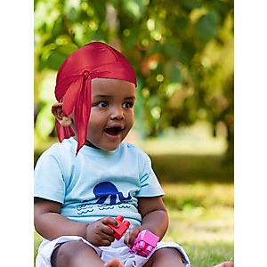 12 Pieces Kids Satin Silk Durag with Wave Caps Set Unisex Baby Durags 360 Wave Wide Strap Headwraps Long Tail Turban Beanies