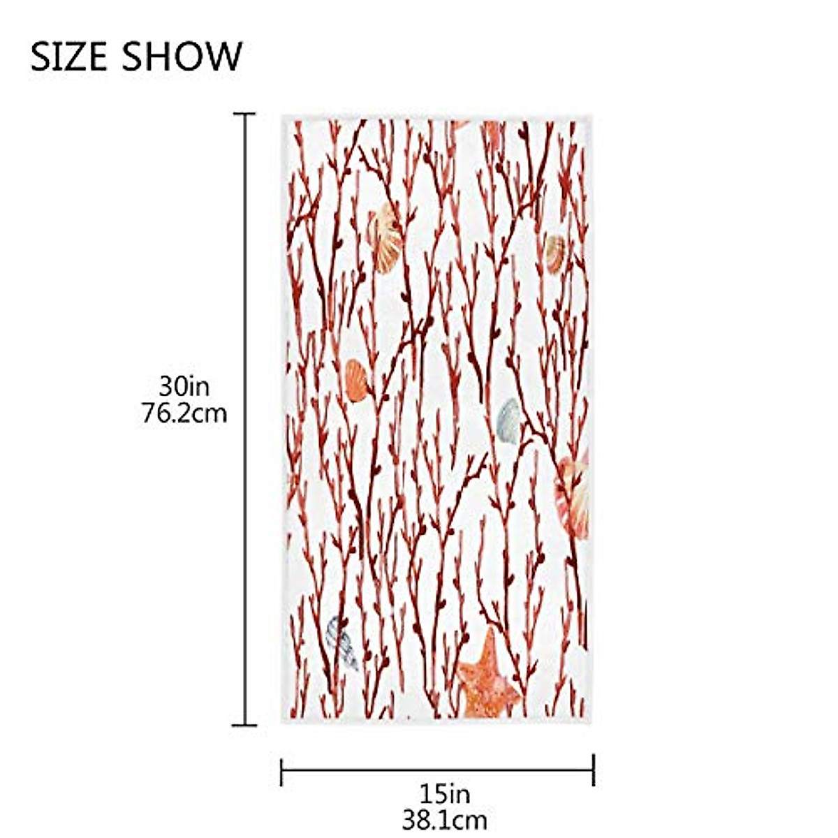 Blueangle Underwater Coral Seashells Hand Towels 15x30 in, Bathroom Towel Ultra Soft Highly Absorbent Small Bath Towel Kitchen Dish Guest Towel