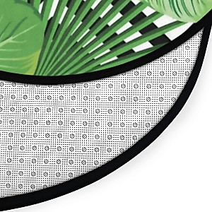 keepcute Palm Tree Leaf Round Rug 36 inch Rug Summer Exotic Jungle Tropical Doormat Non-Slip Floor Mat Carpet for Bedroom Living Room Study Playing Carpet, 3' Diameter