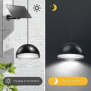 Linkind Comet 38-LEDs Solar Pendant Light, Outdoor Solar Powered LED Shed Light Barn Lights with 5M Cord, 6500K Daylight White, Dusk-to-Dawn IP67 Waterproof for Shed Barn Garden Yard