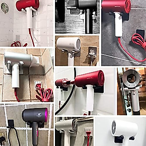 24HOCL Hair Dryer Holder, Hair Blow Dryer Rack Organize Wall Mounted Compatible with Most Hair Dryers, Black