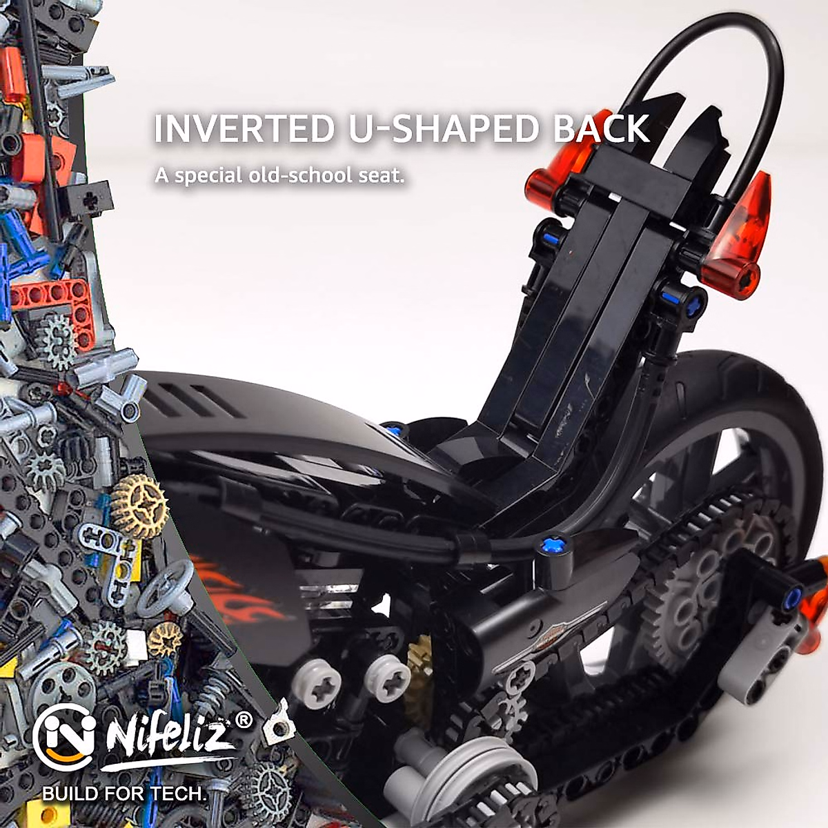 Nifeliz Knuckle Chopper Motorcycle Building Kit (451 Pieces)
