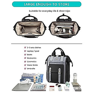 LOVEVOOK Laptop Backpack Women, Work Travel Laptop Backpack Purse for Women, Nurse Teacher Business Laptop Bag, Fashion College Backpack, Waterproof Wide Open Computer Back pack, 15.6 Inch, Black-Grey