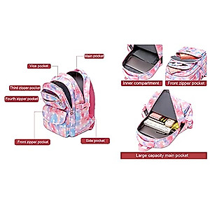 JiaYou School Backpack Sets 3pcs Stars Prints Daypack For Teens Girls Primary School Students(Pink Stars,22 Liters)