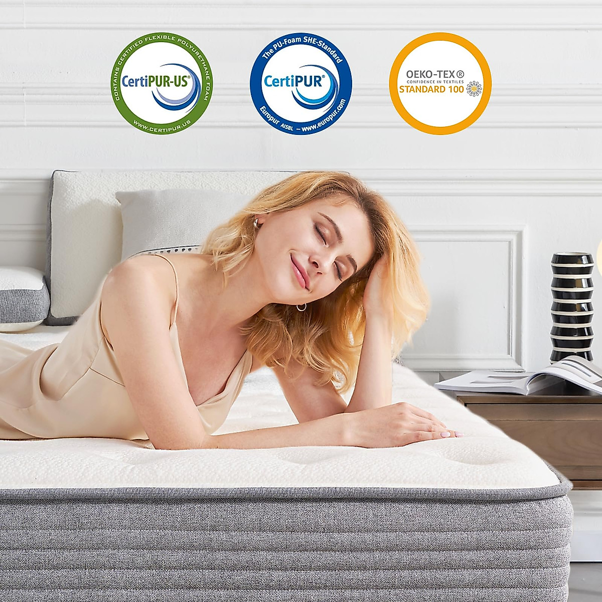 DIGLANT Twin Hybrid Mattress, 10 Inch Hybrid Tight Top Mattress, Memory Foam Pocket Spring Mattress Sleep Supportive & Pressure Relief, Medium Firm Feel Mattress in a Box, CertiPUR-US Certified