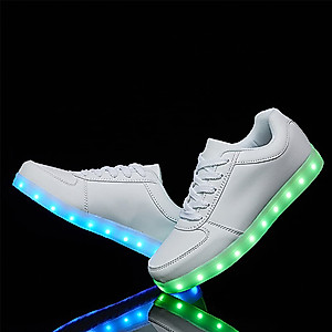 SANYES USB Charging Light Up Shoes Sports LED Shoes Dancing Sneakers SYDB551-White-40