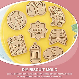 Wedding Cake Cookies Eid Mubarak Ramadan Cookie Molds: 8Pcs Cookie Cutters Islamic Muslim Biscuit Fondant Cake Chocolate Candy Silicone Ramadan Decorations