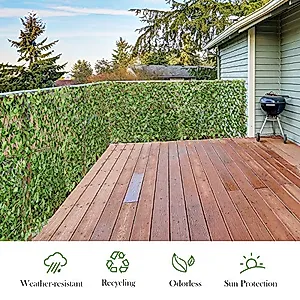 Giantex 3PCS Expandable Artificial Hedges Faux Ivy Leaves Fence, Stretchable Artificial Ivy Privacy Fence Screen Decorative Trellis for Backdrop Outdoor Garden Porch Patio Home Decorations