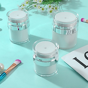 3 Pack Airless Pump Jar, Moisturizer Pump Container, Pump Moisturizer Container, Leak-proof Travel Containers for Thick Moisturizer, Skincare Cream, Travel Lotion Container（0.5oz /1oz /1.7oz）