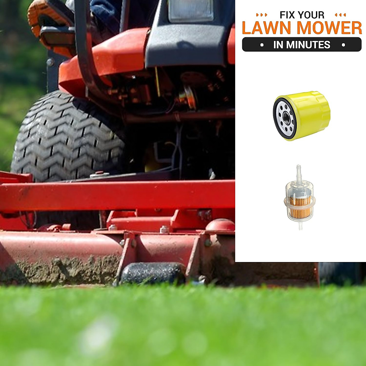 52 050 02 Oil Filter with Fuel Filter for Kohler M18 - M20, CV11 - CV22, CH11 - CH16, SV600 SV610 SV620 SV730 SV830 Engine 52-050-02-S 25-050-34-S 52-050-02-S1 Lawn Mower