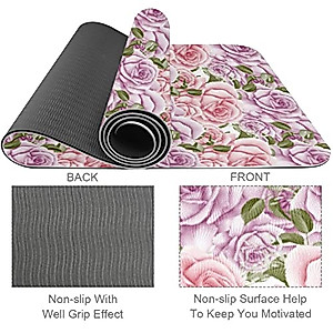 Yoga Mat, Yoga Mats for Home Workout, Workout Mat, Exercise Mats, Pilates Mat, Valentine's Day Roses Stacked Picture