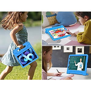 AVAWO Kids Case for iPad Air 6th Generation 2024(M2)/Air 5 2022/Air 4th 2020, iPad Air 10.9 Case & Pro 2nd/3rd Gen- Light Weight Shockproof Handle Stand Case for Kids Child Toddlers Boys, Blue