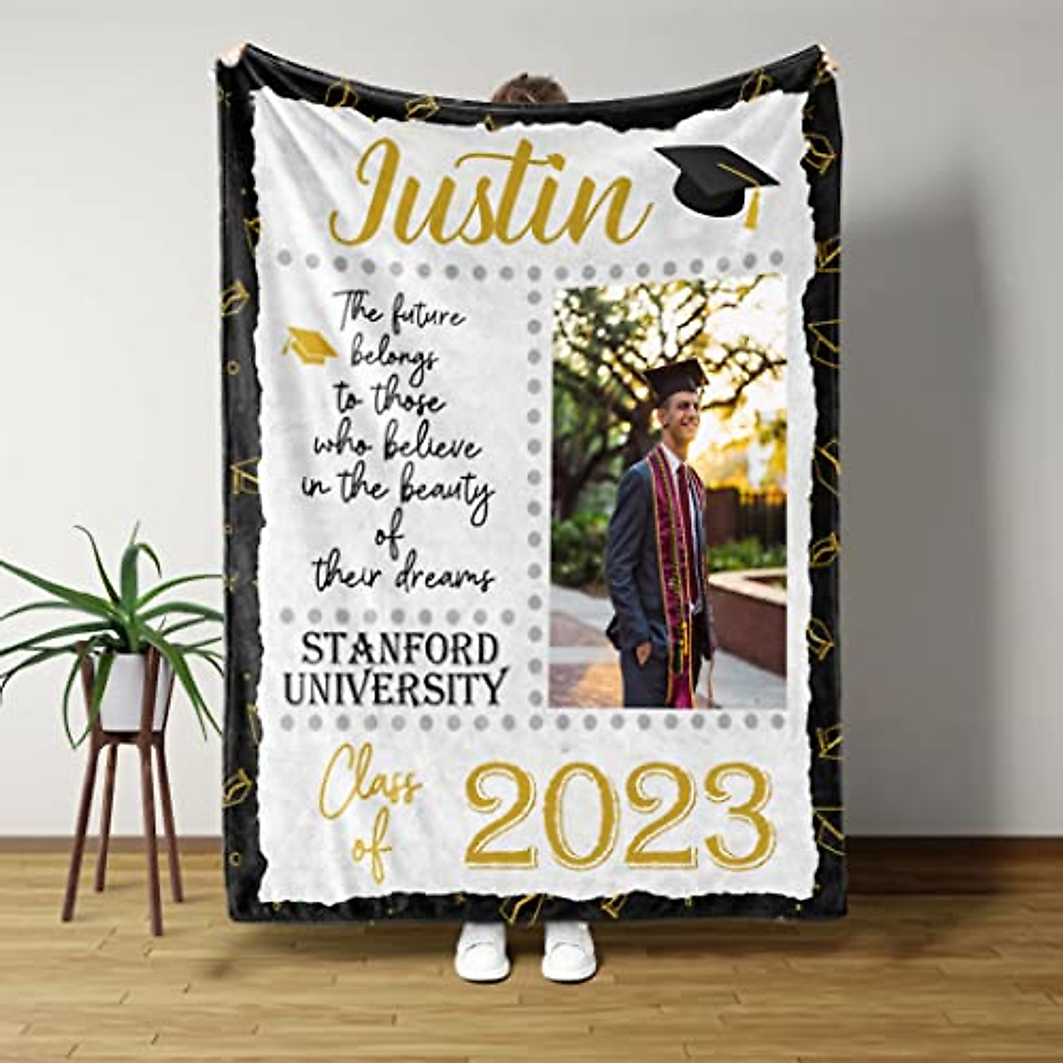 Custom Class of 2023 Graduate Blanket, Personalized Senior 2023 Name Photo School Graduations Throws Blankets, Personalized Graduation Blanket, Personalized Graduation 2023 Blanket with Photo