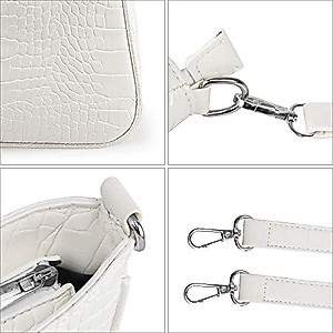 Small Shoulder Bag - With Two Removable Straps Retro Classic Clutch Purse Tote Handbags for Woman (White)
