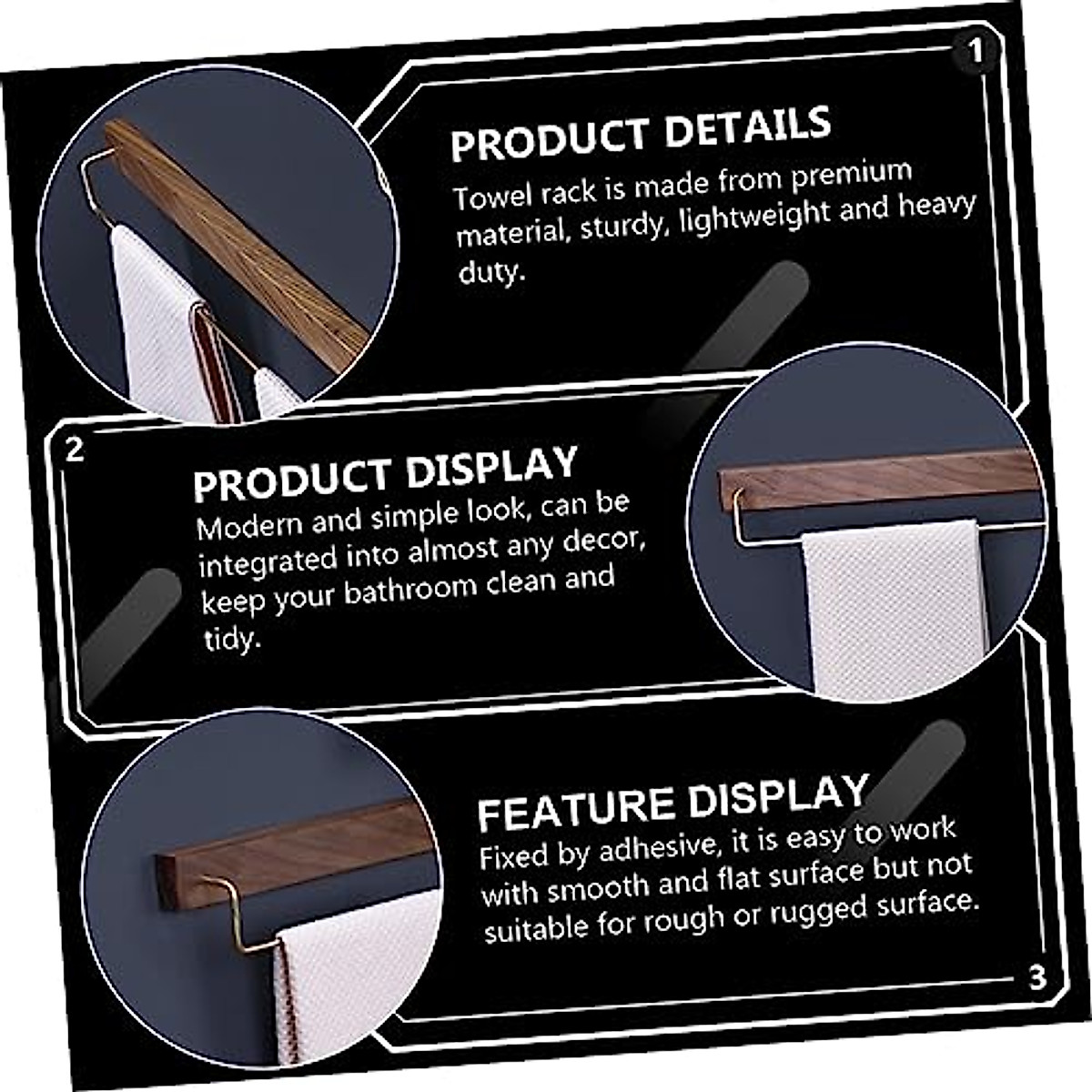 ORFOFE Towel Rack Towel Hanger Wall Mounted Hooks Kitchen Towel Holder Wall Mounted Towel Bar Heavy Duty Hangers Wall Mounted Clothes Mounted Clothing Rack Bathroom Black Walnut