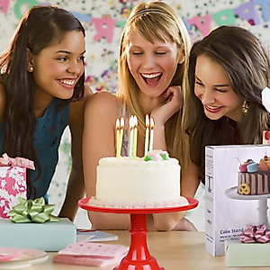 KLASKWARE Round Cake Stand 11" Melamine Cake Display Stand Dessert Cupcake Display Tray for Graduation,Wedding,Birthday,Party,Baby Shower,Anniversary,Ceremony,Christmas (Red