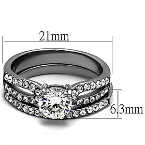 Marimor Jewelry 1.25 Carat Round Cut AAA Cubic Zirconia Stainless Steel Wedding Ring Band Set Women's Size 10
