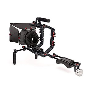 FILMCITY DSLR Camera Shoulder Support Rig Kit with Cage & Matte Box | DV HDV DSLR Video Camcorders Compatible | Free - Offset Z Bracket (FC-02)