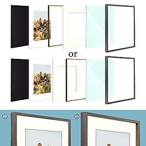 Golden State Art, 16x20 Picture Frame - Ivory Mat for 11x14 Photos - Grey Wood Grain Style - Wall Display - Great for Poster, Weddings Photos, Family Pictures, Memories, Gift