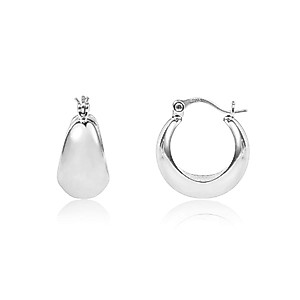 KISSPAT Chunky Silver Huggie Hoop Earrings for Women Hypoallergenic Sterling Silver Post Small Thick Huggie Earring Hoops