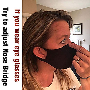 Cotton Cute Mouth Face Mouth Cover- Reusable Cotton Comfy Breathable Outdoor Fashion Face Protections Man and Woman Black 2 Pack