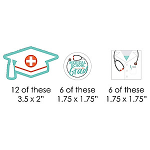 Big Dot of Happiness Medical School Grad - Paper Straw Decor - Doctor Graduation Party Striped Decorative Straws - Set of 24