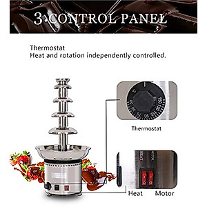 NEWTRY 6 Tiers Stainless Steel Chocolate Fondue Fountain Machine 13.23lbs Capacity 86~230℉Adjustable For Home Party Restaurant (110V)