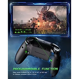 Switch Controller Compatible with Switch/Switch Lite/Switch OLED/Windows/iOS/Android, RGB Lightning Programmable 1000mAh Wireless Switch Pro Controller with One Key Pairing Wake Up Turbo Vibration