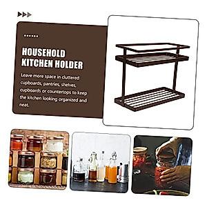 Alipis kitchen spice rack stackable shelves condiment bottle shelf cupboard organizers and storage kitchen cabinet kitchen organizer countertop shelf fruit make up carbon steel