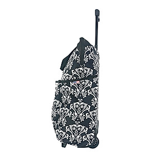 Olympia Fashion Rolling Shopper Tote - Damask Black, 2300 cu. in.