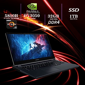 Lenovo 2023 Legion 5 17.3" 144Hz Gaming Laptop, AMD Ryzen 7 5800H, 32GB RAM, 1TB PCIe SSD, NVIDIA GeForce RTX 3050, Backlit Keyboard, WiFi 6, Phantom Blue, Win 11 Pro, 32GB SnowBell USB Card
