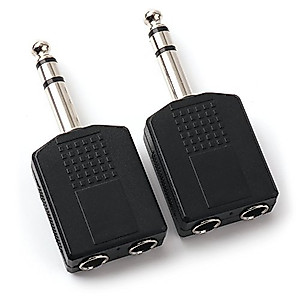 NANYI 6.35mm (1/4 Inch) Male TRS to Two 6.35mm (1/4 Inch) Female Audio Heads, 6.5mm One-Two Stereo Interconnect Audio Adapter, 2Pack (6.35mm M-2x6.35mm F-TRS)