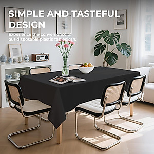 6 Pack Premium Disposable Plastic Tablecloth 54" x 108" Party Table Cloths Disposable for 6 to 8 Foot Tables Indoor or Outdoor Parties Birthdays Weddings Christmas Anniversary Buffet Table (Black)