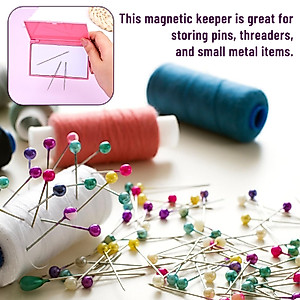 FOUSNOW Magnetic Needle Storage Case, Slim Line Magnetic Needle Organizer, Needle Pin Holder Case, with 40 Pcs Large Eye Sewing Needles, Suitable for Hand Sewing Art Crafts