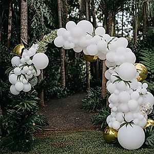 MOMOHOO White Balloons Different Sizes - 100Pcs 5/10/12/18 Inch Birthday Party Balloons, Pearl White Latex Balloons, Matte White Balloons Garland Kit, Pastel White Wedding Ballons Anniversary Balloons