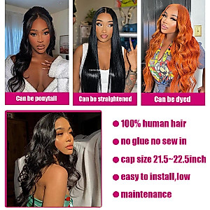 5x5 HD Lace Closure Wigs Body Wave Closure Wigs Human Hair Pre Plucked 180% Density Transparent Lace Closure Wig Glueless Body Wave Closure Wig with Baby Hair 24 inch