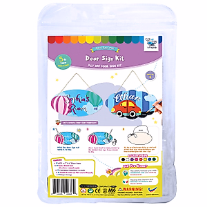 VHALE Paint Your Own Door Sign, 4 Sets of MDF Wood Door Sign (4.7 x 8 inch) with Rope Strings, for Bedroom Hanging Plaque Wall Decor, Classroom Arts and Crafts, Party Favors for Kids