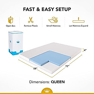 DynastyMattress 4-inch Cool Gel Memory Foam Mattress Sleeper for Convertible Folding Sofa & Couch Beds Queen Size Sofa Not Included