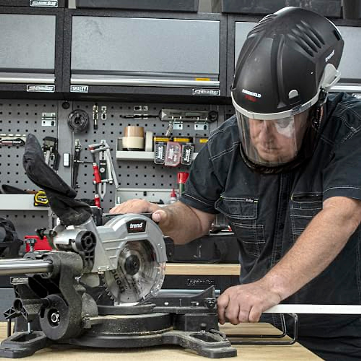 Trend Airshield Pro Full Air Circulating Face Shield w/ Ear Defenders - Complete Face and Hearing Protection Pack, AIR/PRO/D2