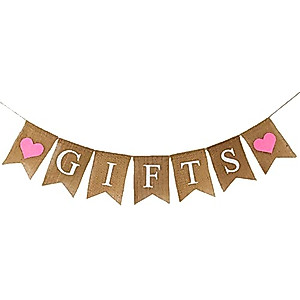 Shimmer Anna Shine Baby Girl and Gifts Burlap Banner for Baby Shower Decorations and Gender Reveal Party (Pink Hearts)