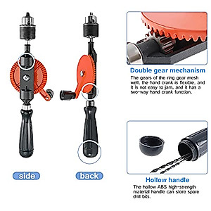 OCR Hand Drill Manual Crank Drill 3/8 inch (1.5mm-10mm) Precision Chucks Hand Drill with 2Pcs Drill Bit Set for Wood Plastic Acrylic Circuit Board Punching