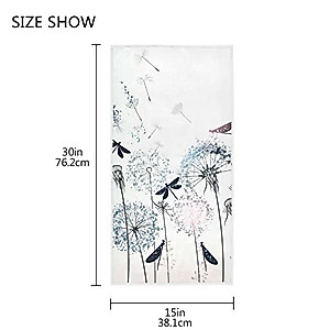 OTVEE Elegant Dandelions and Dragonflies Towel Washcloth 30x15 Inch Polyester Fingertip Towel for Home Bathroom Decor