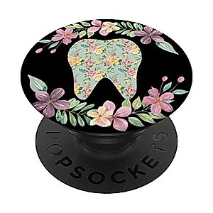 Dental Assistant Gift Hygienists Flower Power Floral Tooth PopSockets Grip and Stand for Phones and Tablets