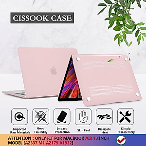 CISSOOK Baby Pink Case for MacBook Air 13 Inch A2337 M1 A2179 A1932 2021-2018 Release, Plastic Chalk Pink Hard Shell Cover with Keyboard Cover & Screen Protector for MacBook Air 13 with Touch ID 2021