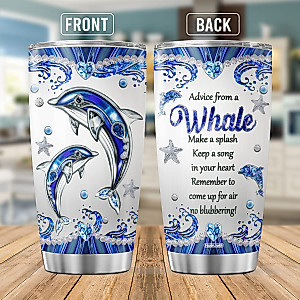 9SUNFLOWER Whale Coffee Tumbler Jewelry Style Cute Birthday Gifts For Girls Women Friends Animal Lovers Large Travel Mug With Lid Insulated Cups Inspirational Quotes Steel Mugs