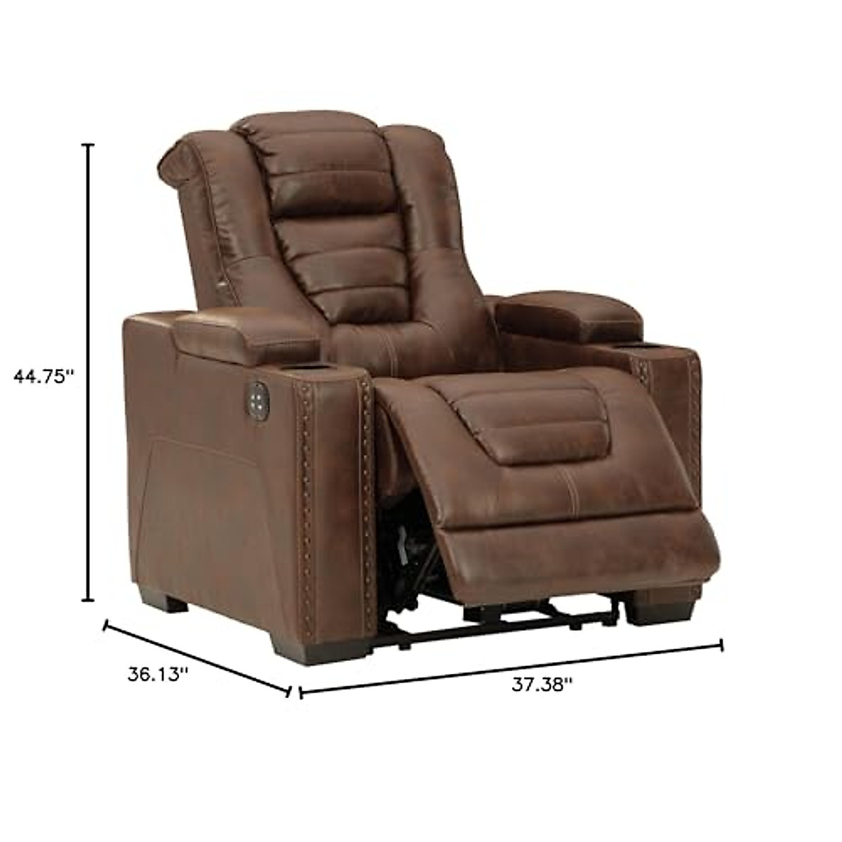 Signature Design by Ashley Owner's Box Faux Leather Power Recliner with Adjustable Headrest, Brown