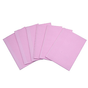 AebDerp 125Pcs Disposable Nail Art Tattoo Paper Towels Table Mat, 3-Ply Waterproof Tattoo Bibs Sheets Nail Desk Mat, Tattooing Tablecloth Pads Tray Covers, Nail Napkins for Nail Salon Supplies (Pink)